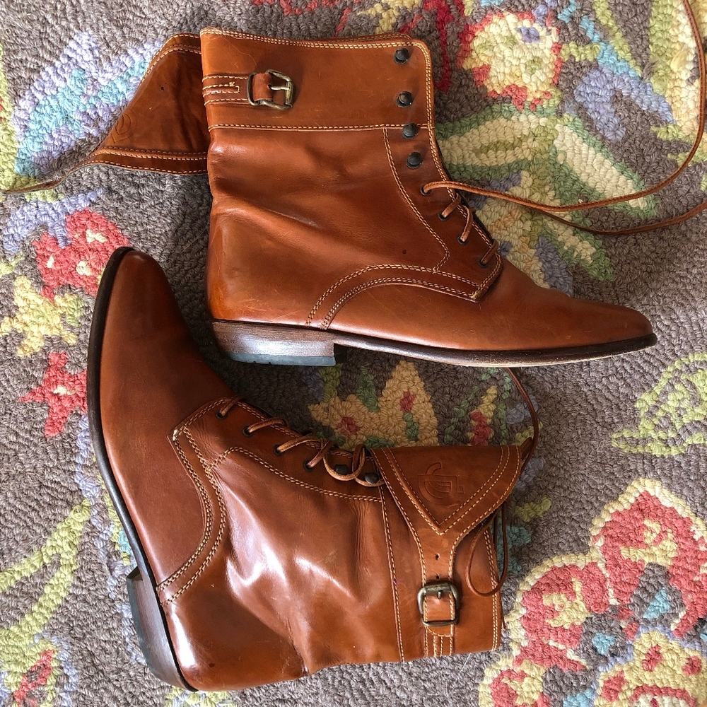 Joan & David Vintage Beautiful Leather Lace Boots/Siz… - Gem